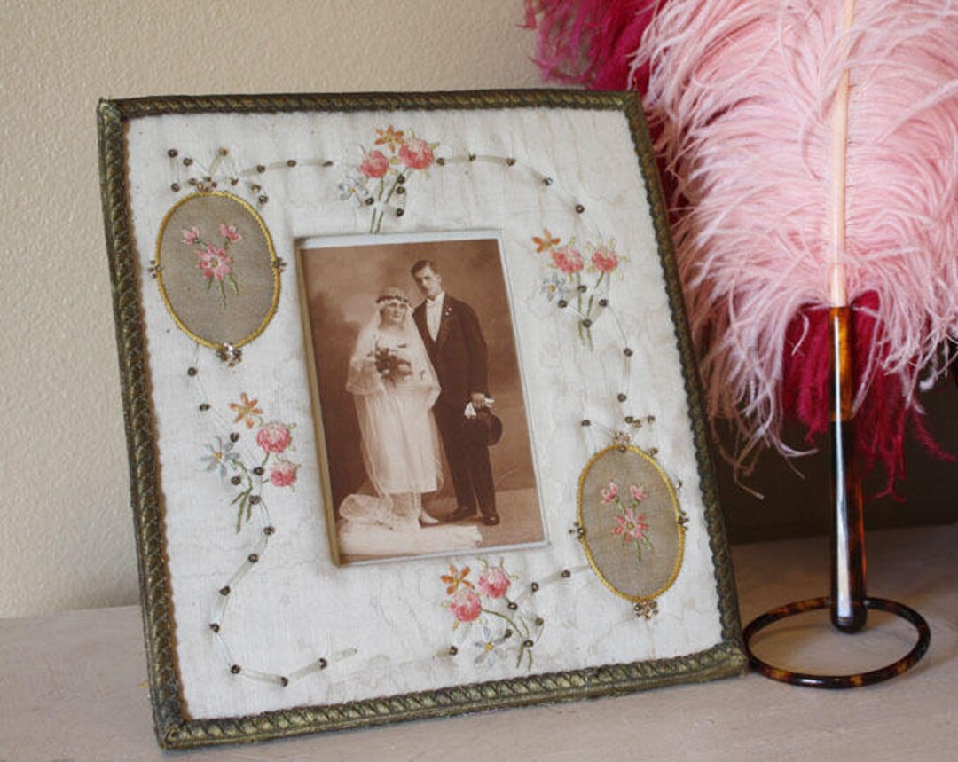 Antique French Silk Ribbon Roses Picture Frame - Etsy