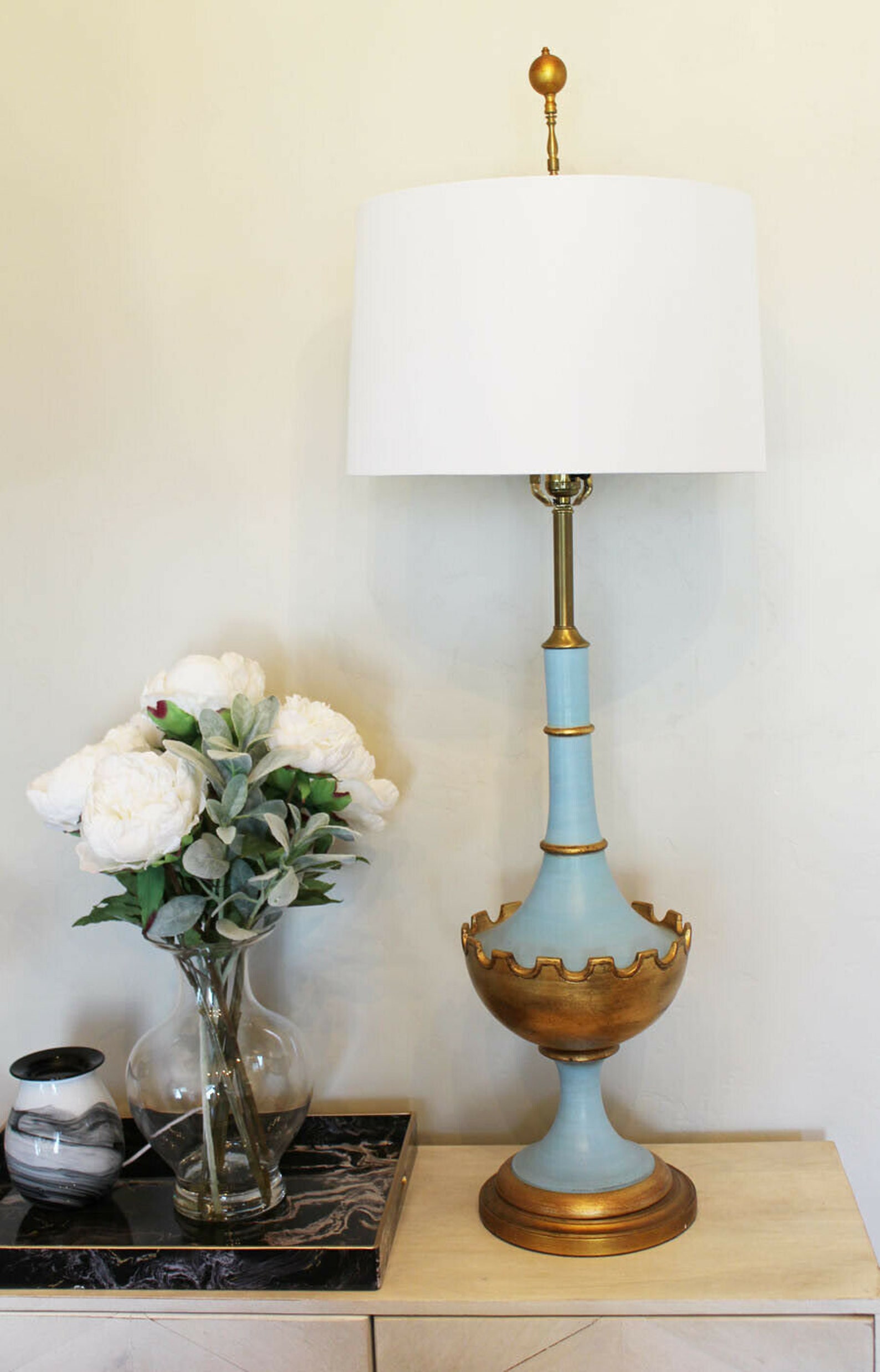 Pair Light Blue Antique Italian Lamps Mod Glam Gorgeous - Etsy