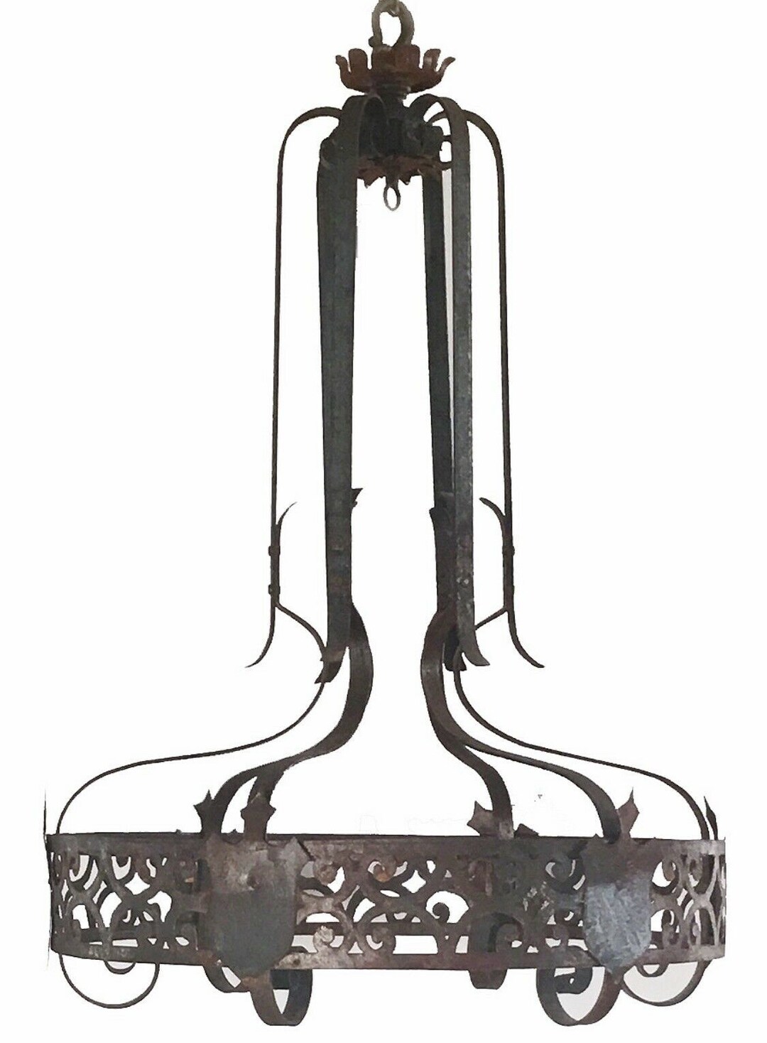 Antique Gothic Shields Wrought Iron Xlrg Chandelier French Country - Etsy