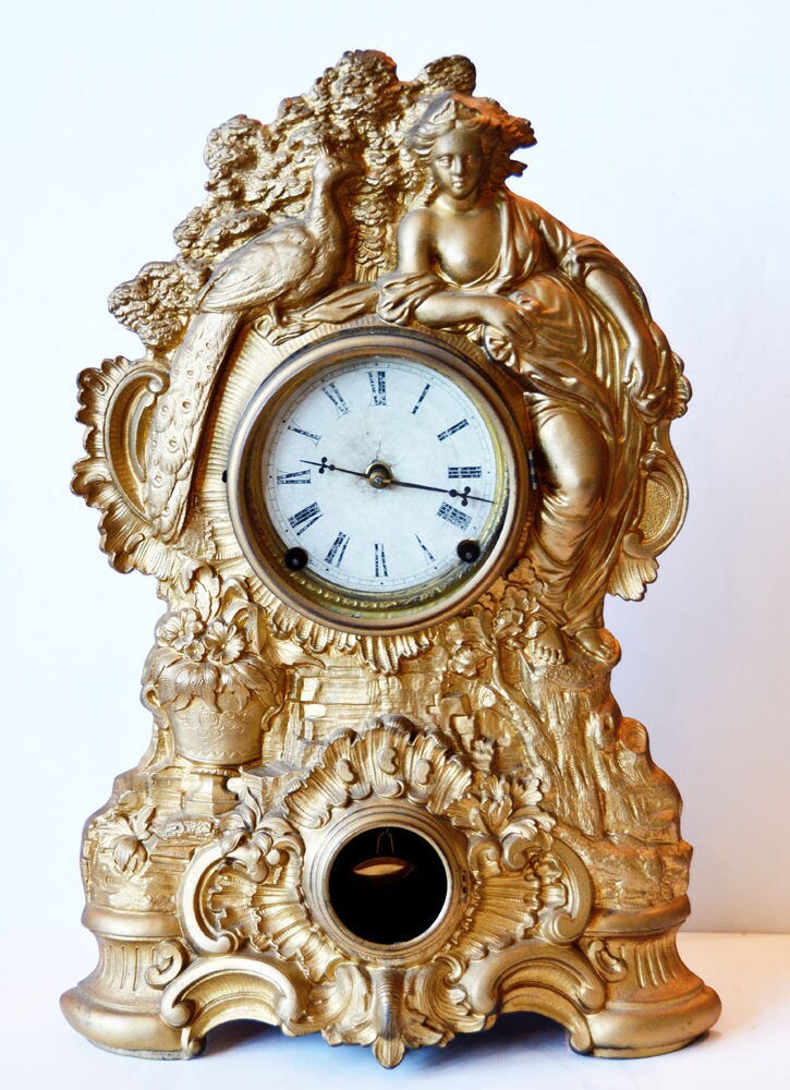 N Muller Victorian Clock Working Condition Gorgeous Gold Roman Paris ...