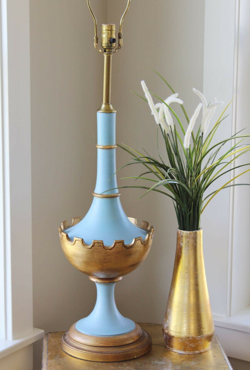Pair Light Blue Antique Italian Lamps Mod Glam Gorgeous - Etsy