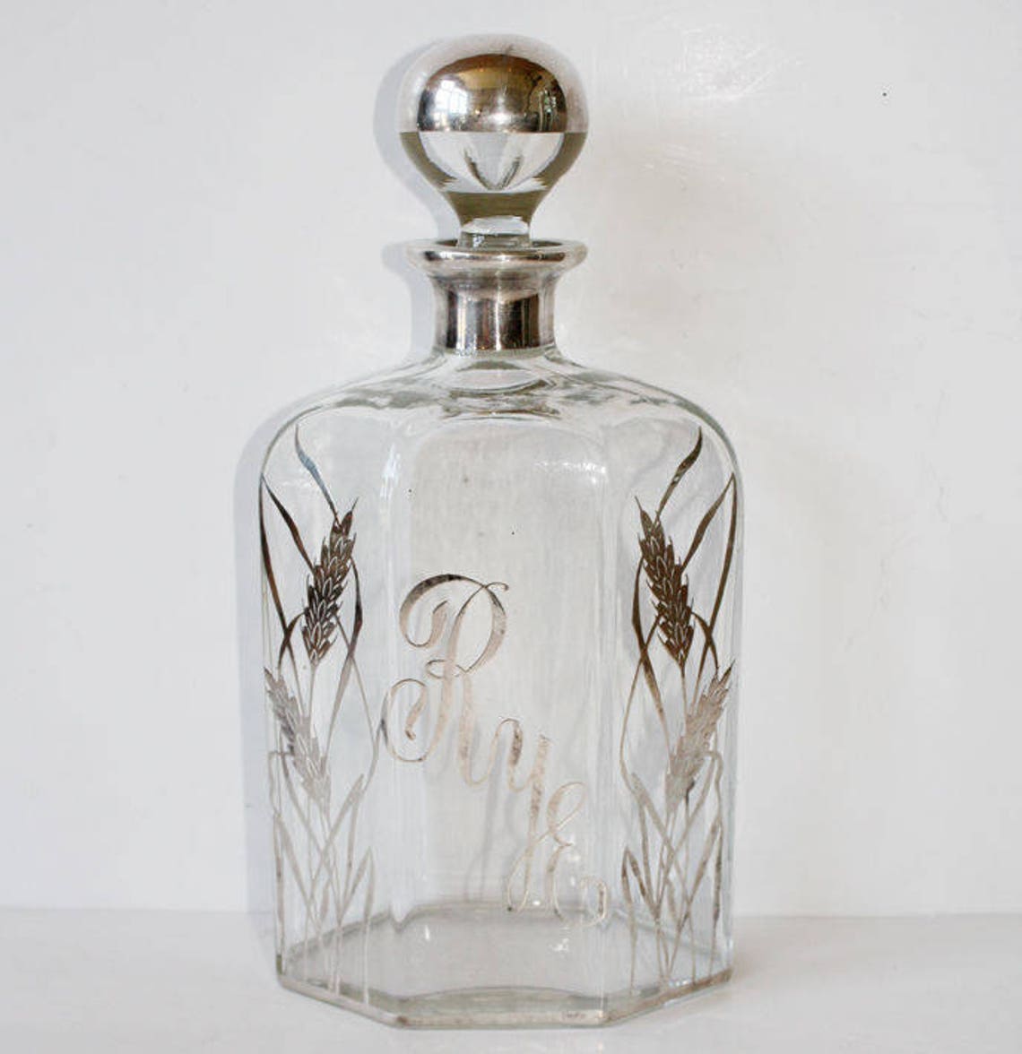 Antique Rare Sterling and Crystal Rye Decanter - Etsy