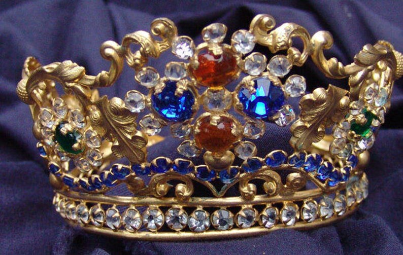 French Multi Colored Stones Bejeweled Antique Crown - Etsy