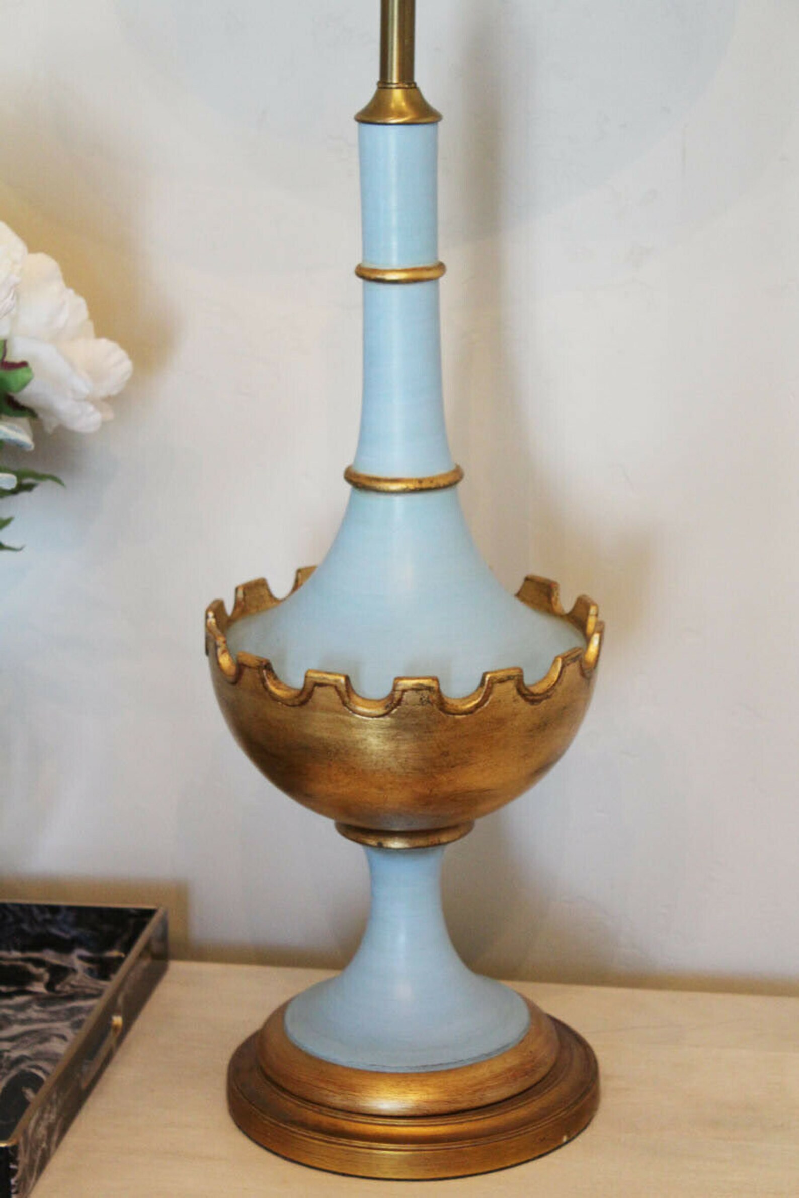 Pair Light Blue Antique Italian Lamps Mod Glam Gorgeous - Etsy