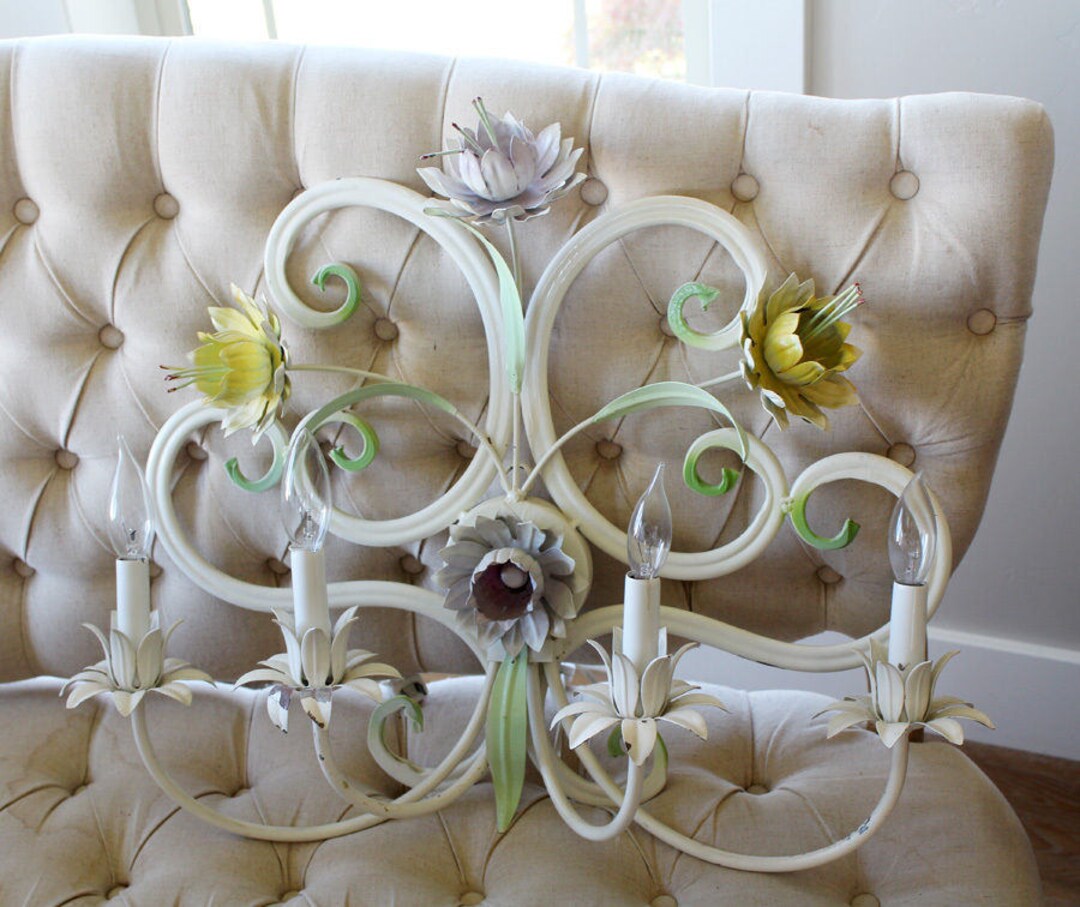 Antique Italian Painted Tole Wall Sconce Floral - Etsy