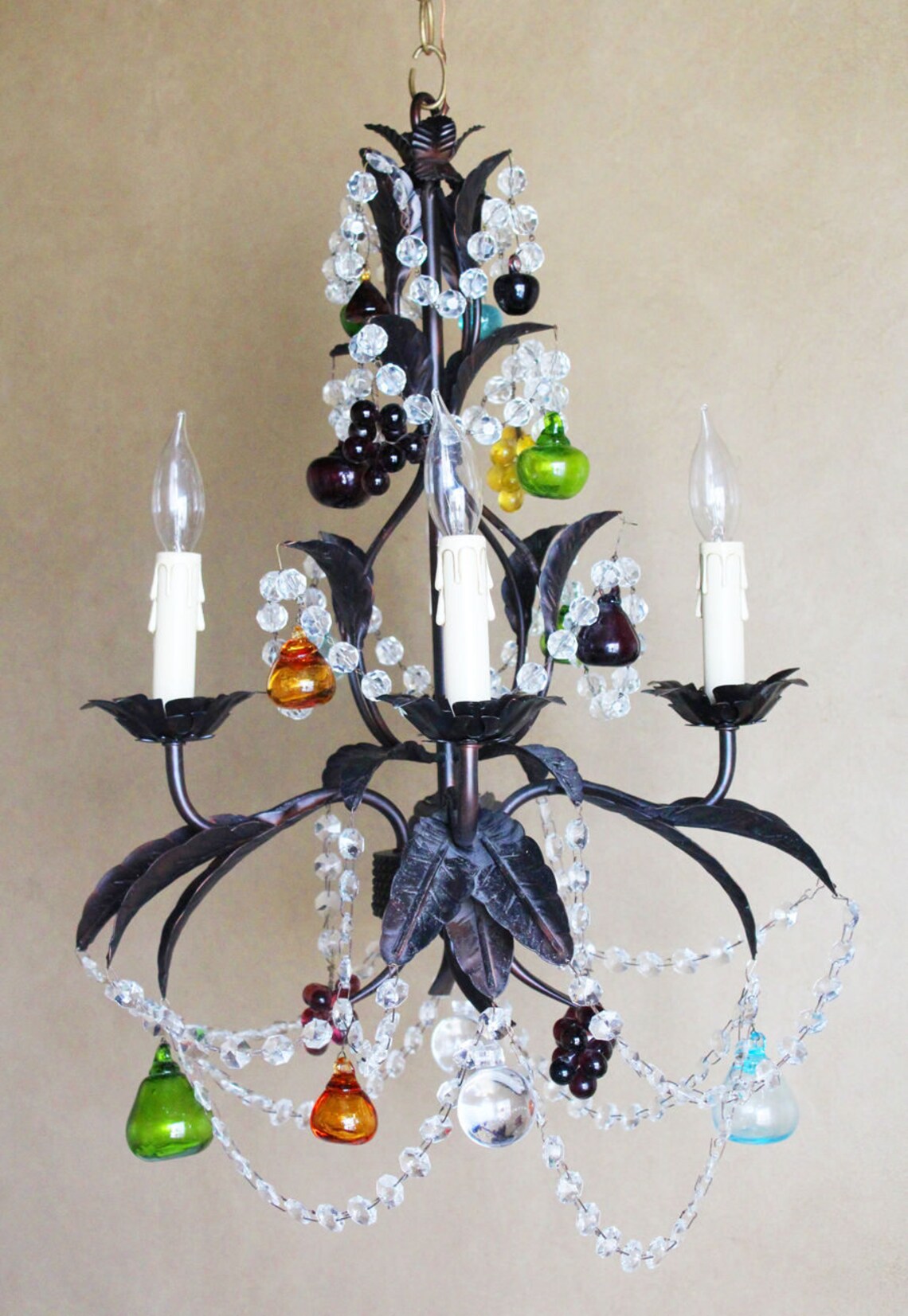 Antique Vintage Italian Tole Multi Color Blown Glass | Etsy