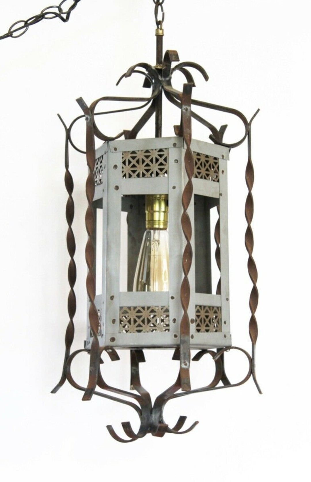 Antique Silver and Wrought Iron Pendant Light Great Style - Etsy