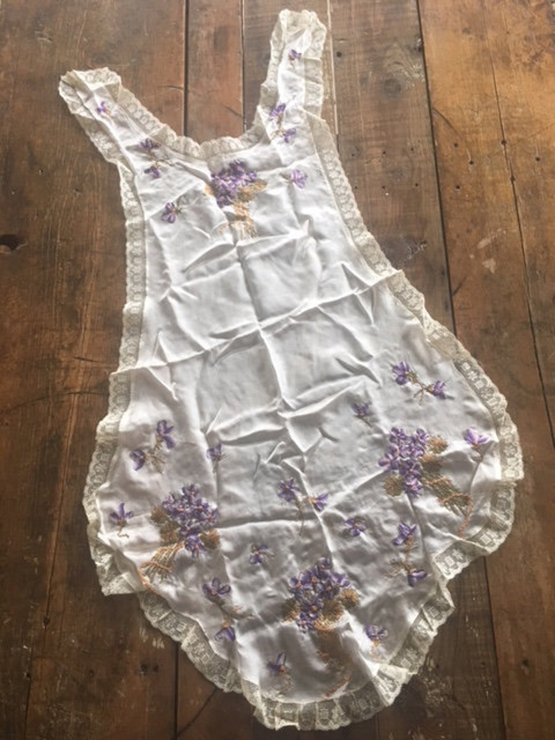 19th C French Silk Boudoir Apron Ribbon Roses Flapper - Etsy