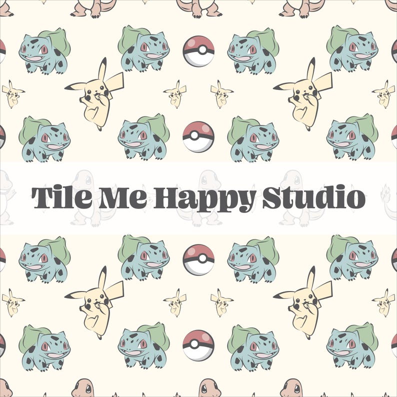 Pokémon 90s Show Seamless Pattern Repeating PNG Background Wallpaper ...