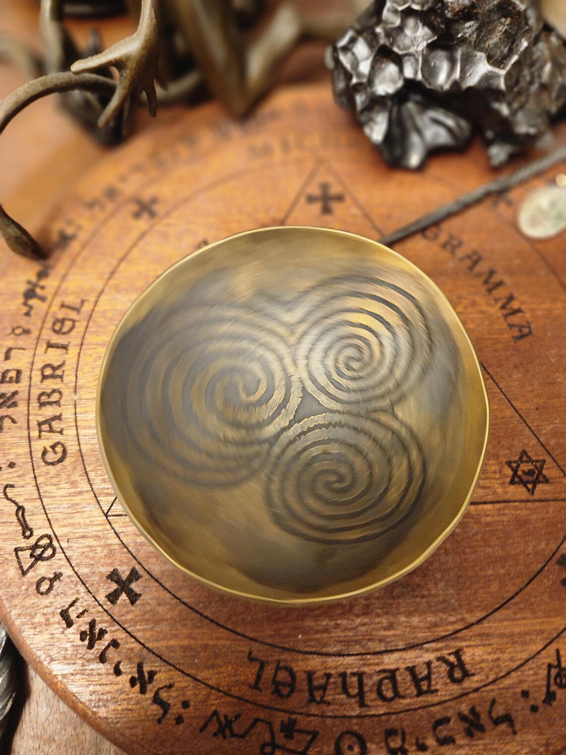 Ancient Pagan Triskelion Hand Forged.brass Offering Bowl - Etsy