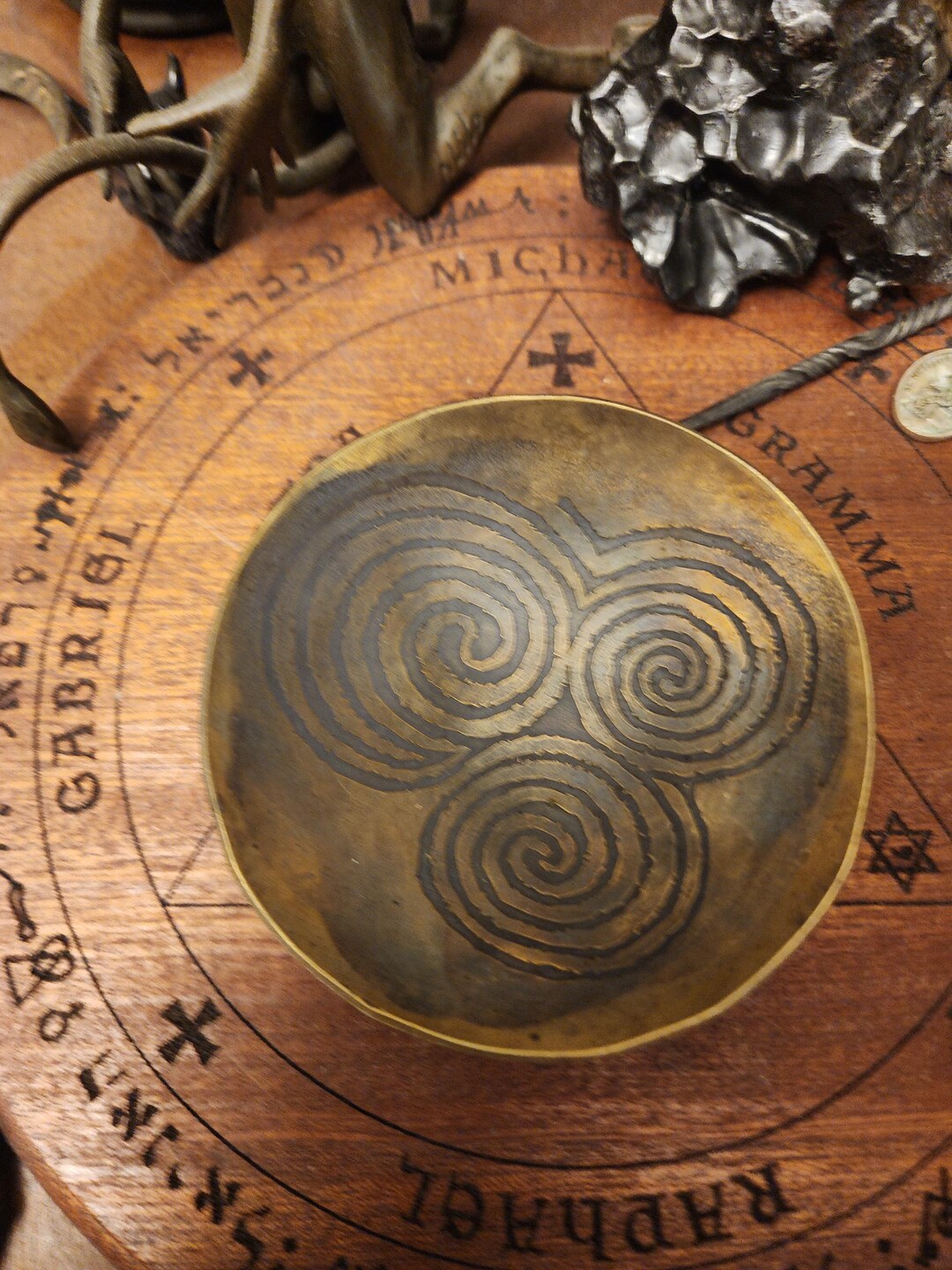 Ancient Pagan Triskelion Hand Forged.brass Offering Bowl - Etsy