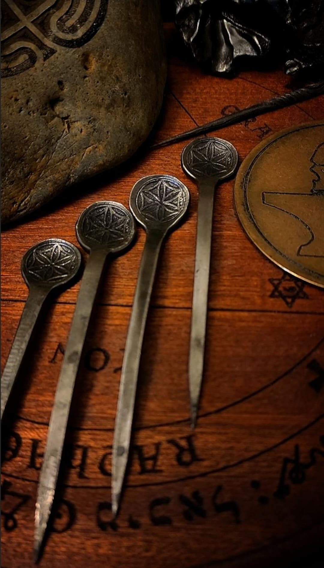 Witches Mark, Hexafoil Ritual Incense Spoons Hand Forged From Horseshoe ...