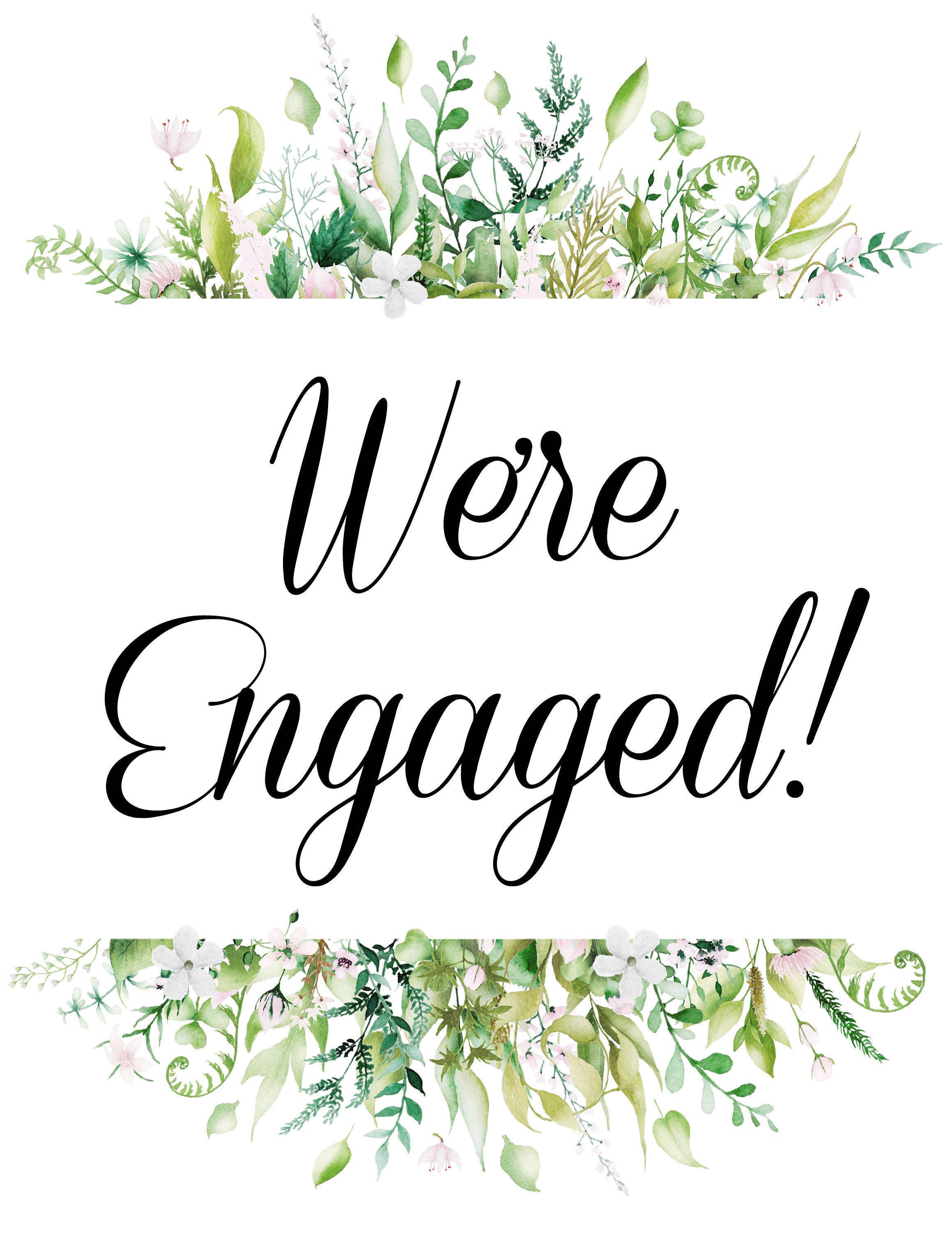 We're Engaged Printable Sign | Etsy