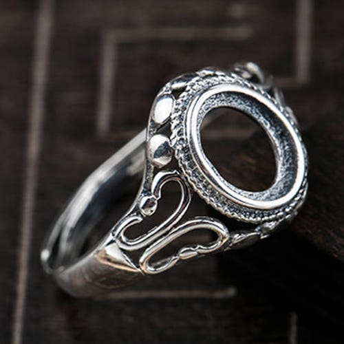Ring Base 10x14mm Rectangle Blank Adjustable Thai Sterling - Etsy