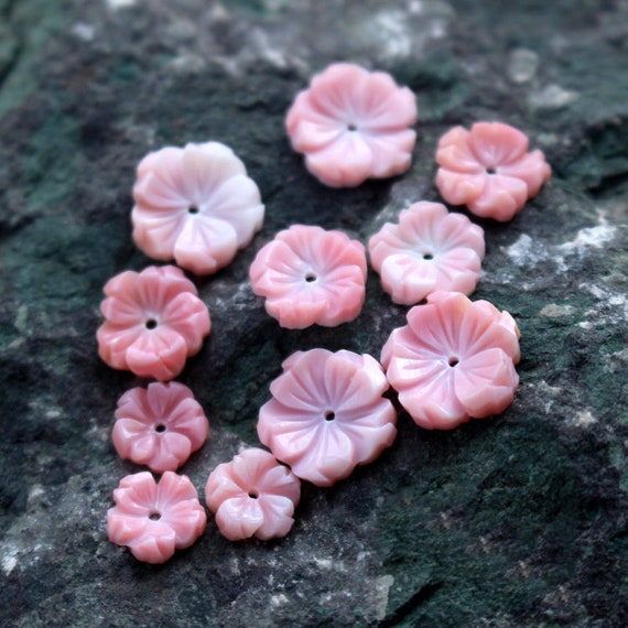 10pcs 8mm/ 10mm/ 12mm Pink Mother of Pearl Flowers 3D Shell | Etsy