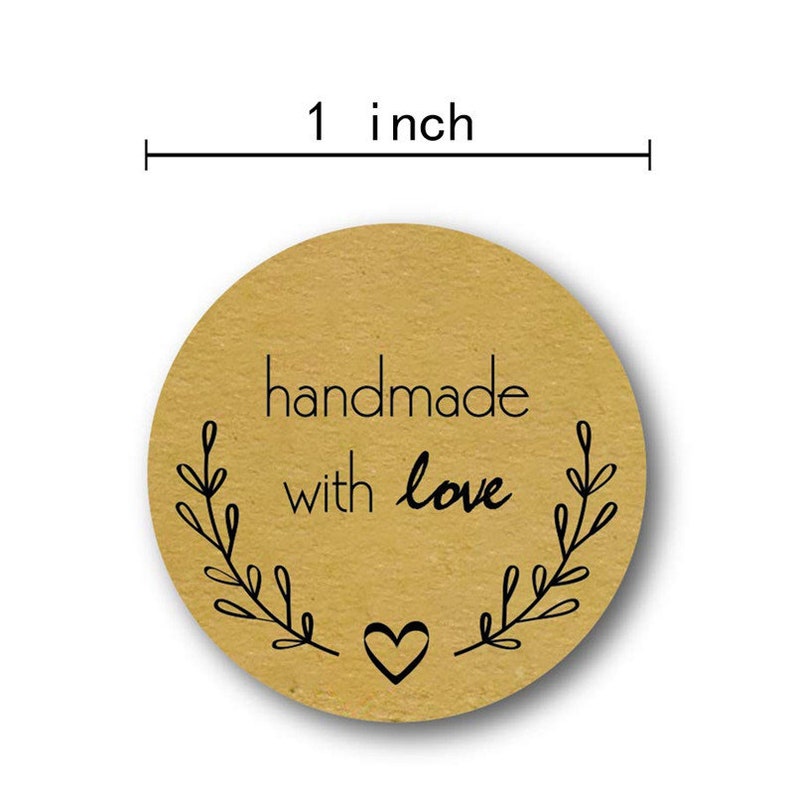 500pcs Handmade With Love Stickers 1inch Round Handmade Etsy