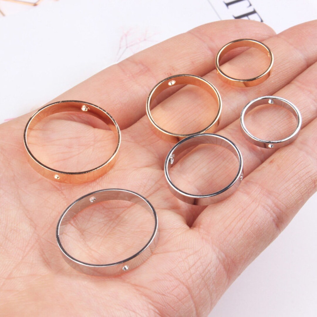 20pcs Two Hole Raw Brass Open Circle Findings Round Bead Frames ...