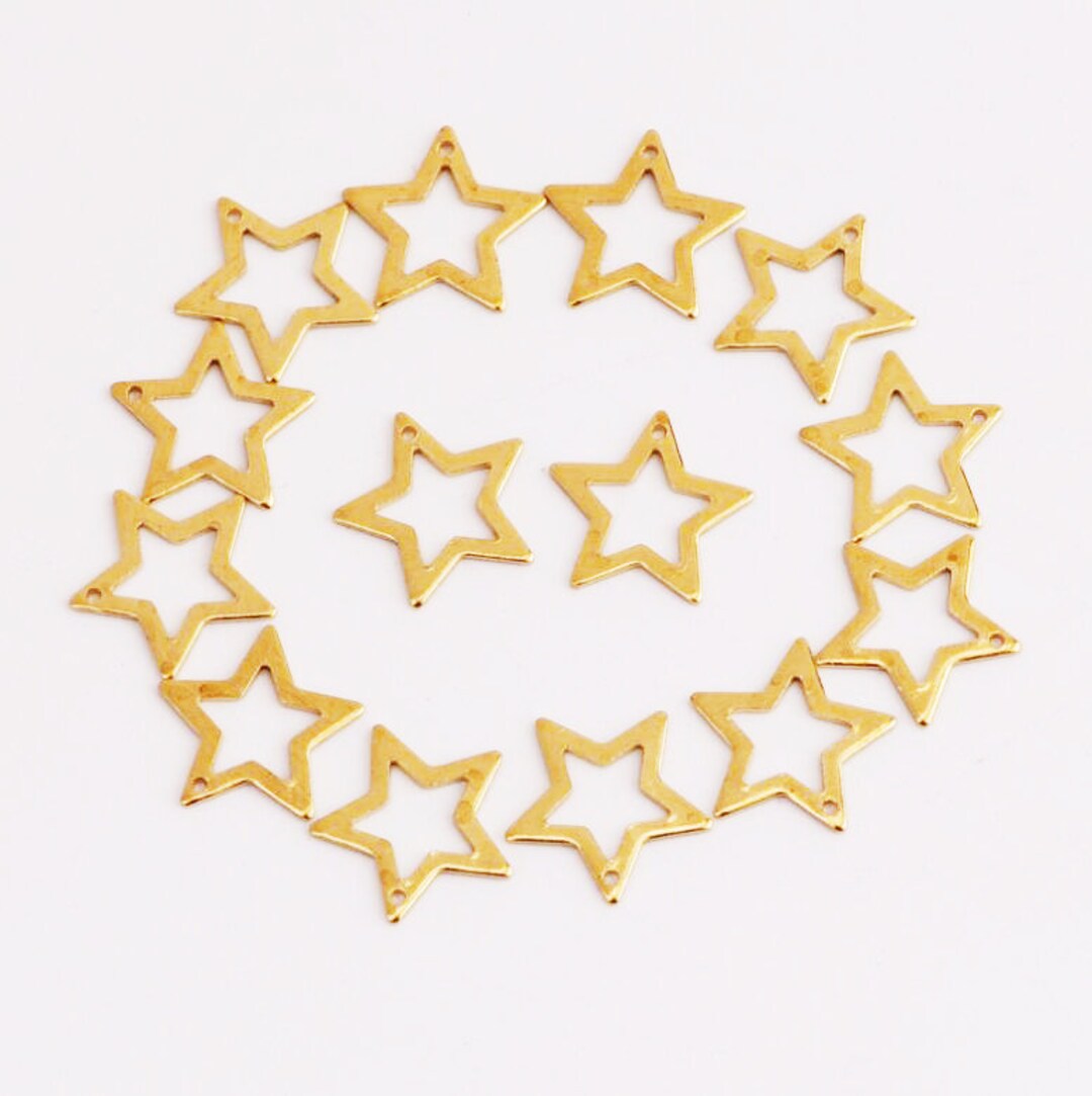 20pcs Brass Single Hole Star Charms,raw Brass Star Earrings and Pendant ...