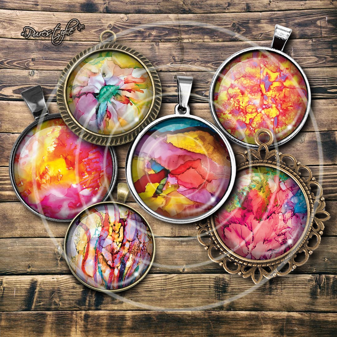 Rainbow Cabochons,handmade Photo Glass Cabochon,round Cabochons,cabs ...