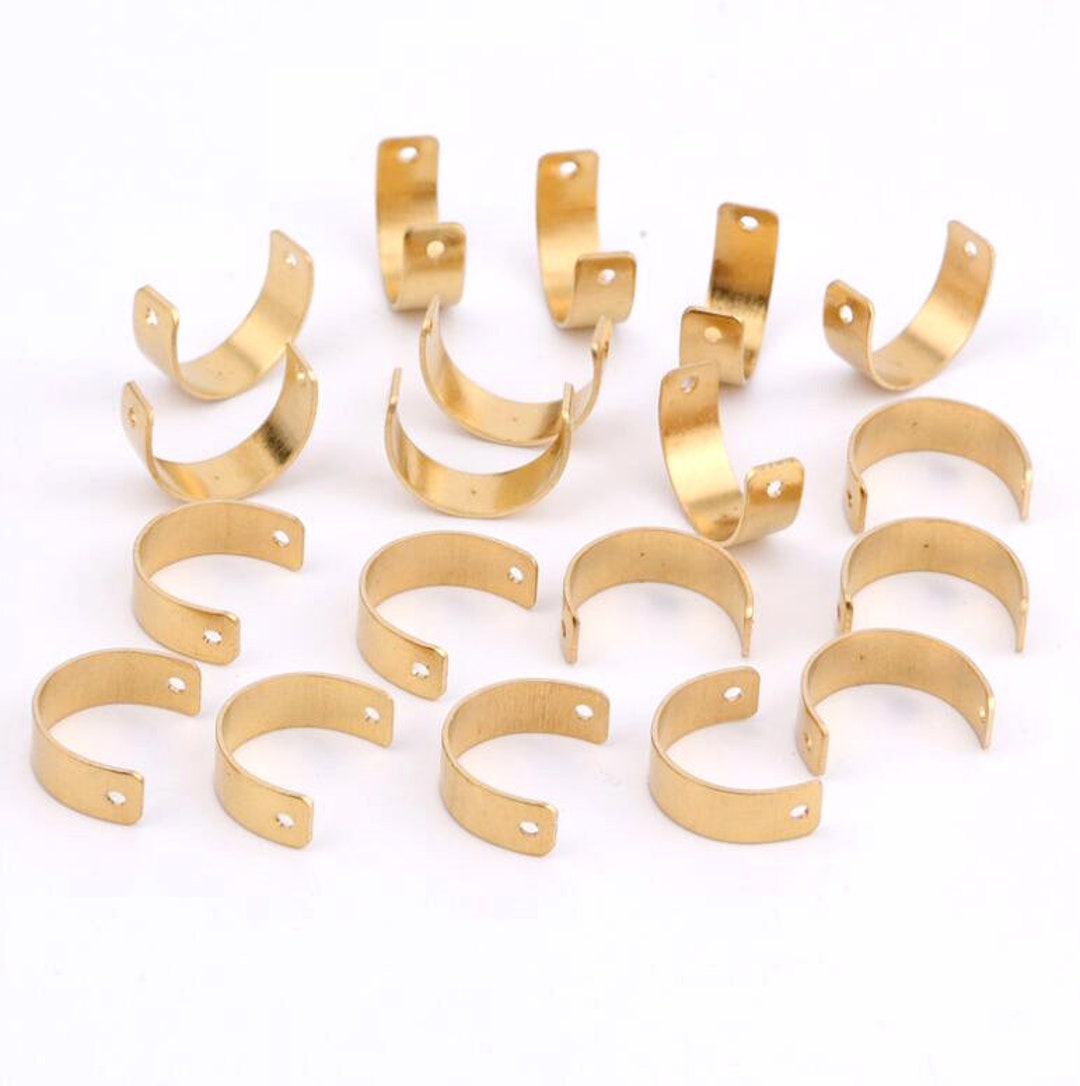 13x4.5mm Raw Brass 1 Hole Half Circle Connector ,brass C Charms ,brass ...