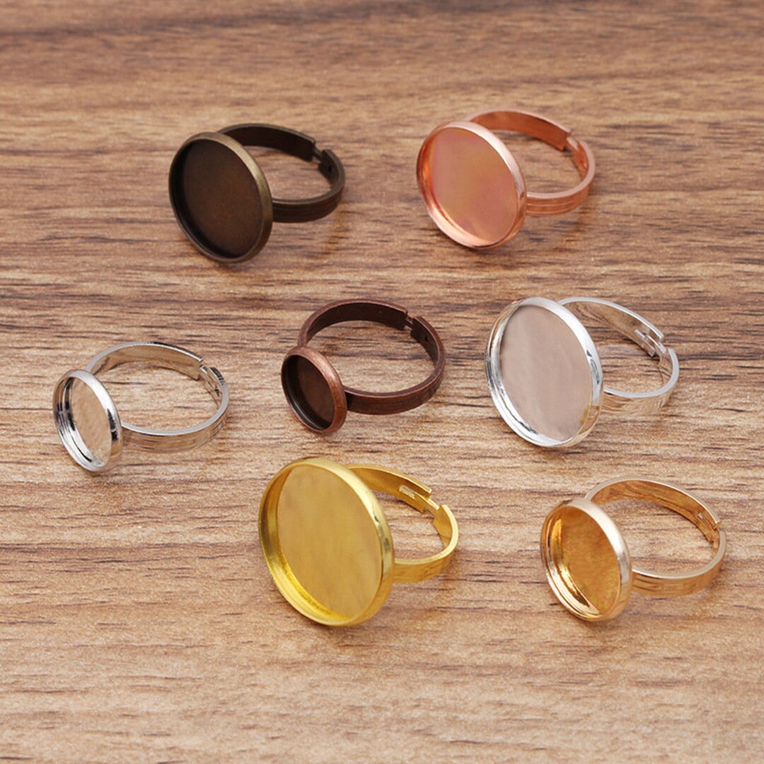20 Brass Bezel Ring Blanks Bronze/ Silver/ White Gold/ Gold/ Rose Gold ...