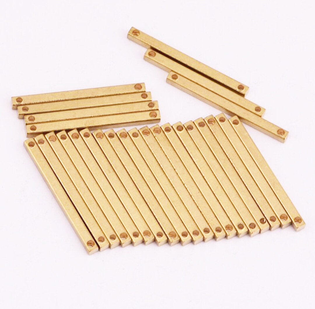20pcs Raw Brass Strip Connector With 2 Holes,brass Minimalist Bar ...