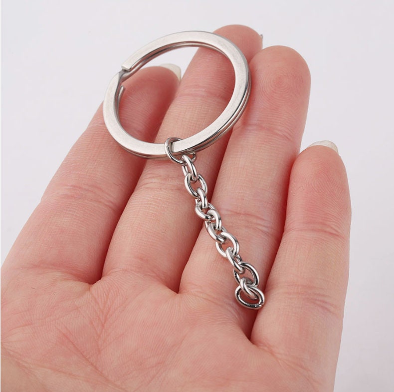 10pcs 30mm Stainless Steel Keychain Chain 7cm Flat Key Ring | Etsy