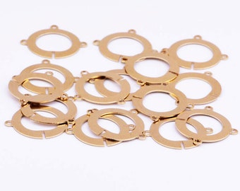 100pcs Raw Brass Hollow Round Pendant Charms Raw Brass Circle Wire ...
