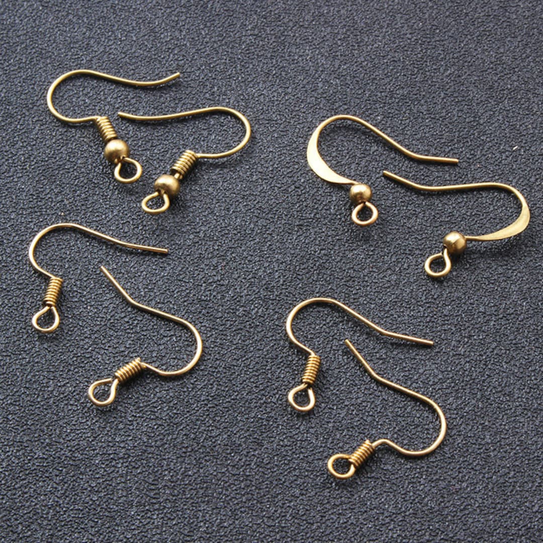200pcs Raw Brass Earring Hooks avec Ball Shepherd Hook Ear - Etsy Canada
