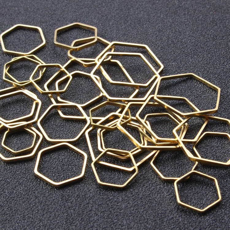 100pcs Raw Brass Open Hexagon Shaped Findings Bead Frames / | Etsy