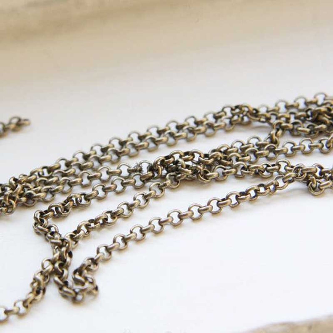 3mm Raw Brass Rollo Chain for Necklaces and Bracelets Unsoldered Links ...