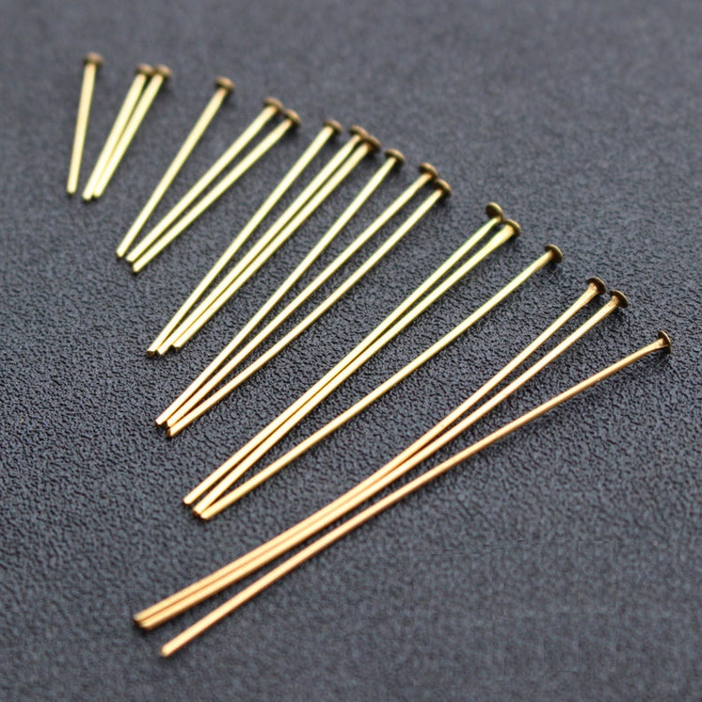 200pcs 16-80mm Headpins Raw Brass Flat Head Pins Wire - Etsy