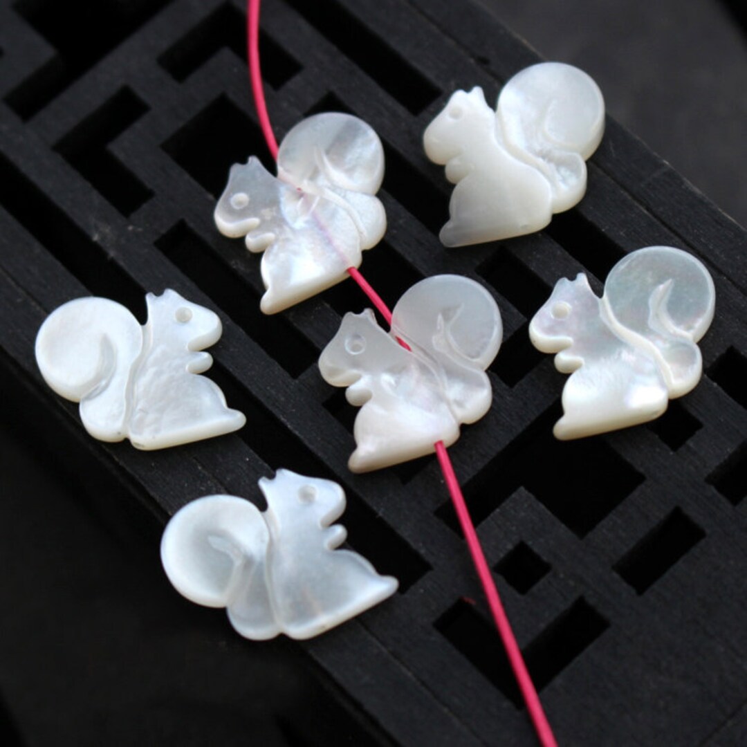 4pcs 12x13mm White Mother of Pearl Shell Squirrel Beads Charms, Shell ...