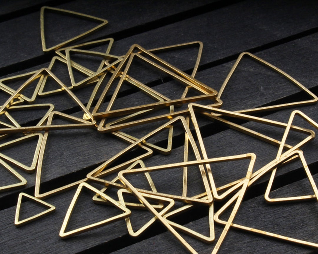 Raw Brass Triangle Ring Link, Closed Ring, Metal Triangles, Geometric ...