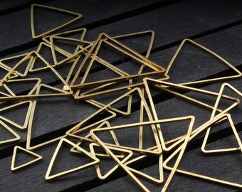 Brass Triangle Ring Charms Raw Brass Triangle Earrings and Pendant ...