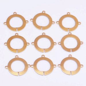 16mm Brass Circle Connector, Raw Brass Circle Pendant With 3 Hole,brass ...