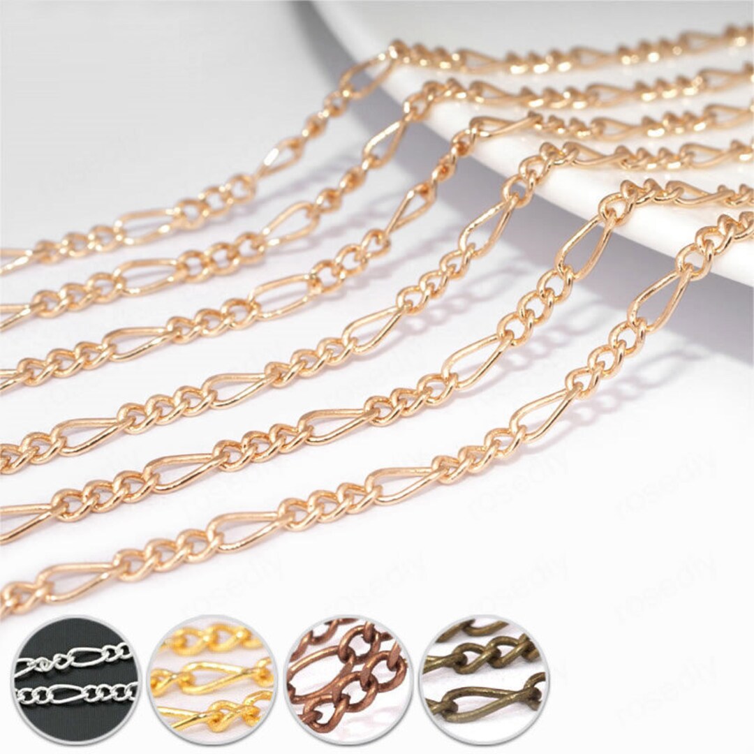 5M Antique Bronze Steel Figaro Chain Link 6x2.5mm Mother and - Etsy