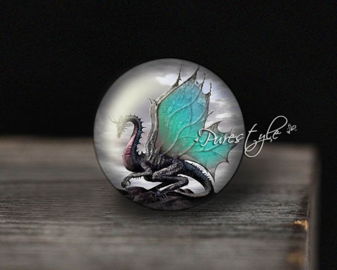 Dragon Glass Cabochon Handmade Photo Glass Cabochon Round - Etsy