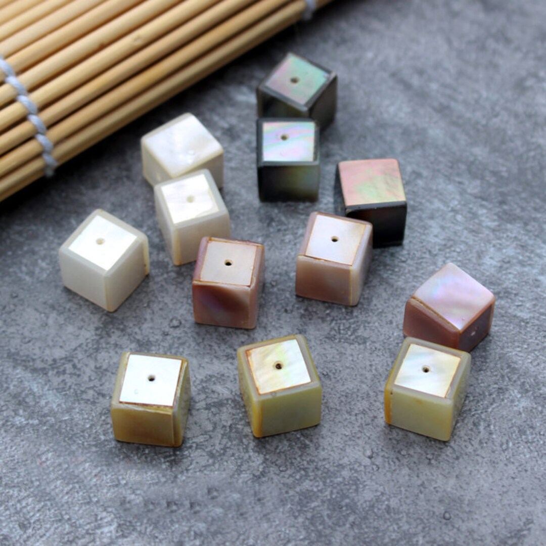 2pc 10mm White/black/yellow/pink Shell Cubesshell Cube Cube - Etsy