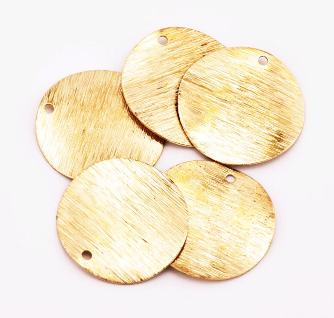 20mm Brass Texture Round Charmsraw Brass Geometric - Etsy