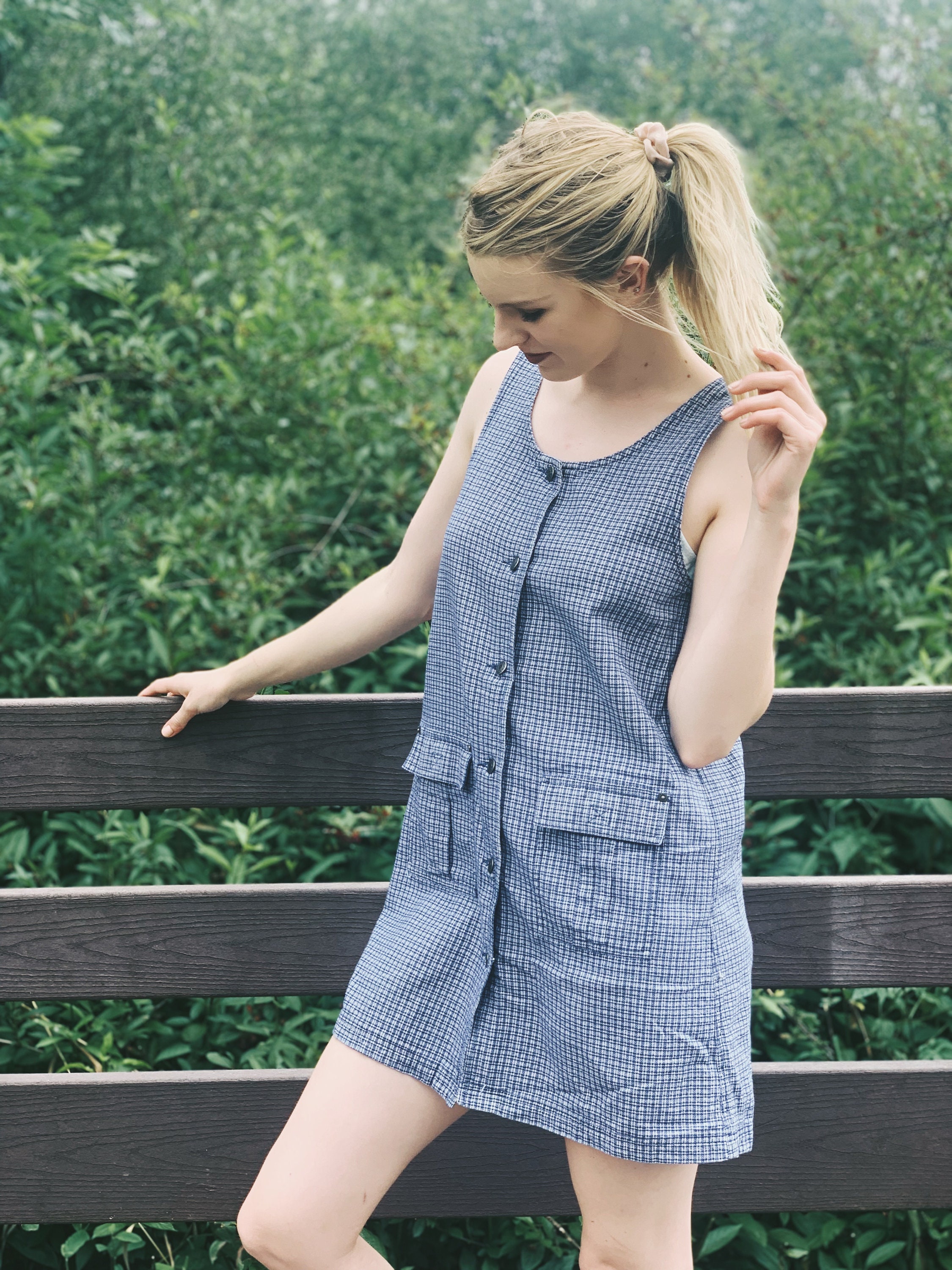 Vintage Blue Plaid Mini Dress Shirt Dress With Pockets / Small - Etsy