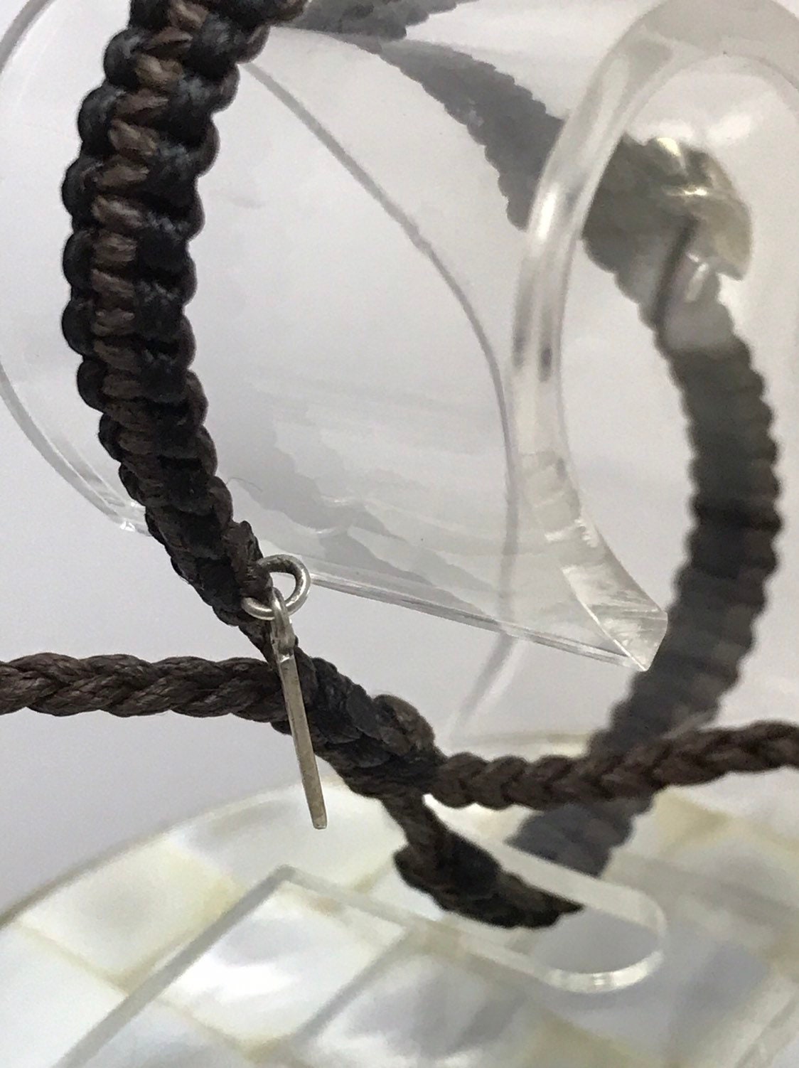 Sterling Silver Middle Finger Charm Bracelet: Braided Nylon, Adjustable ...