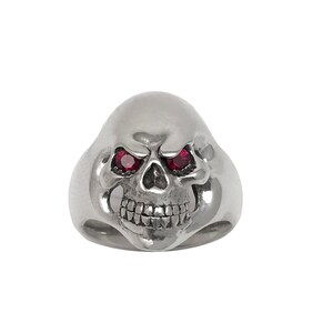 Skull Ring With Genuine Ruby Eyes, 925 Sterling Silver Skull Ring ...