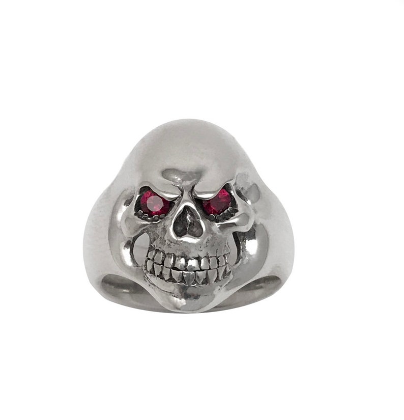 Skull Ring With Genuine Ruby Eyes, 925 Sterling Silver Skull Ring ...