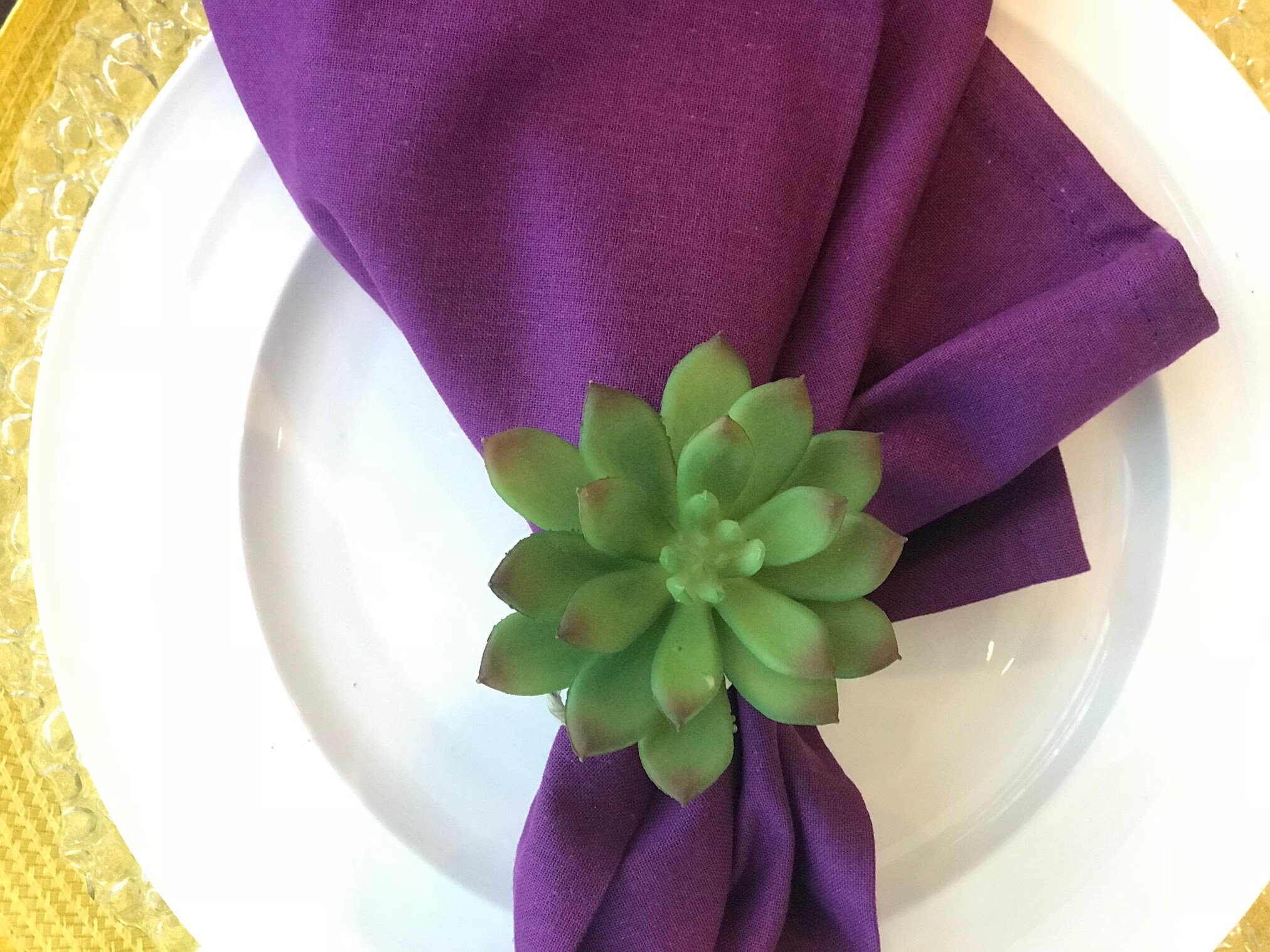 Succulent Flower green Napkin Ring