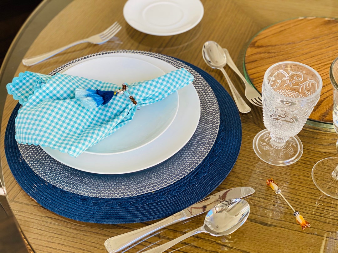 Crystal Blue Flower Napkin Ring - Etsy