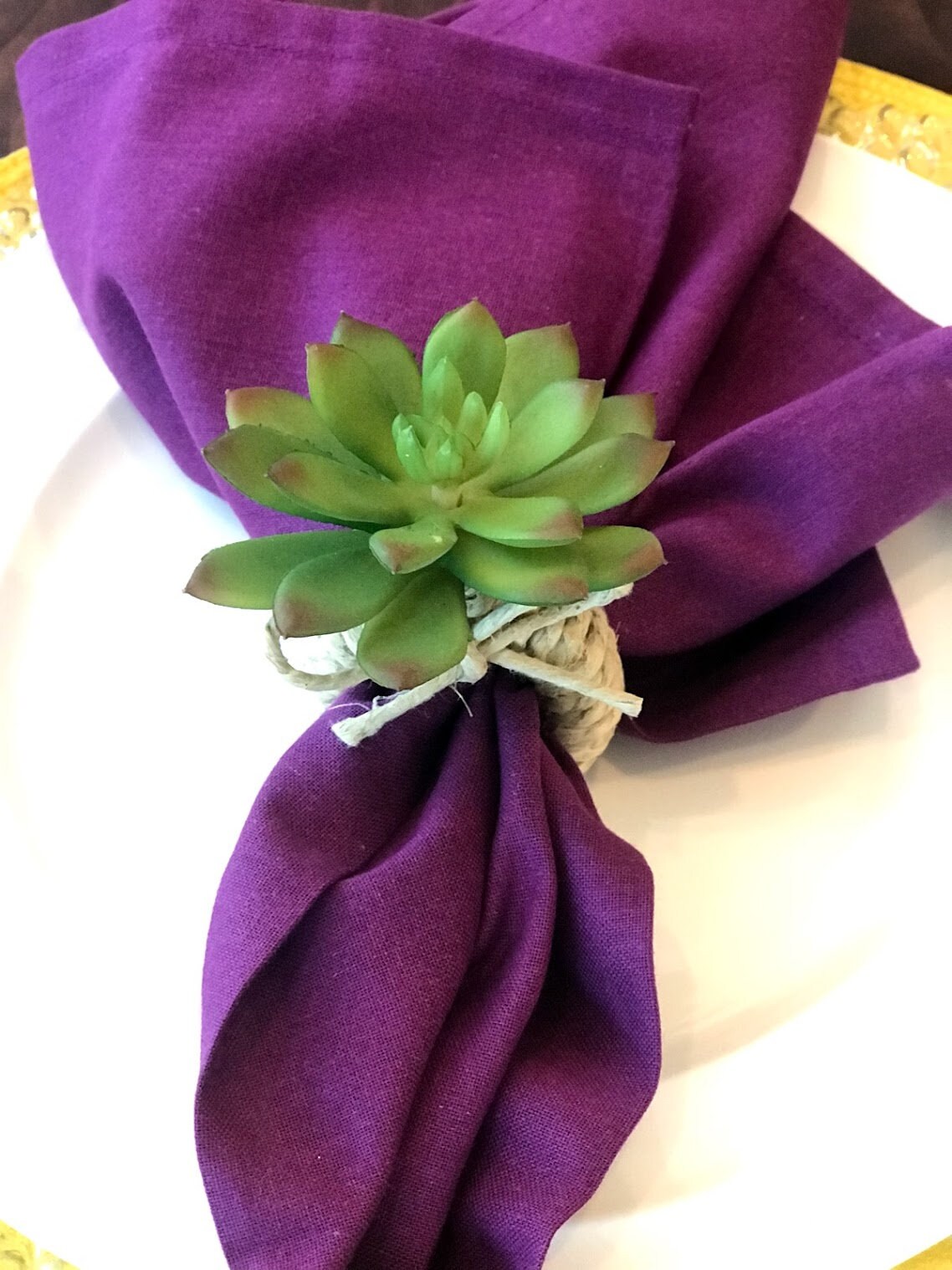 Succulent Flower green Napkin Ring