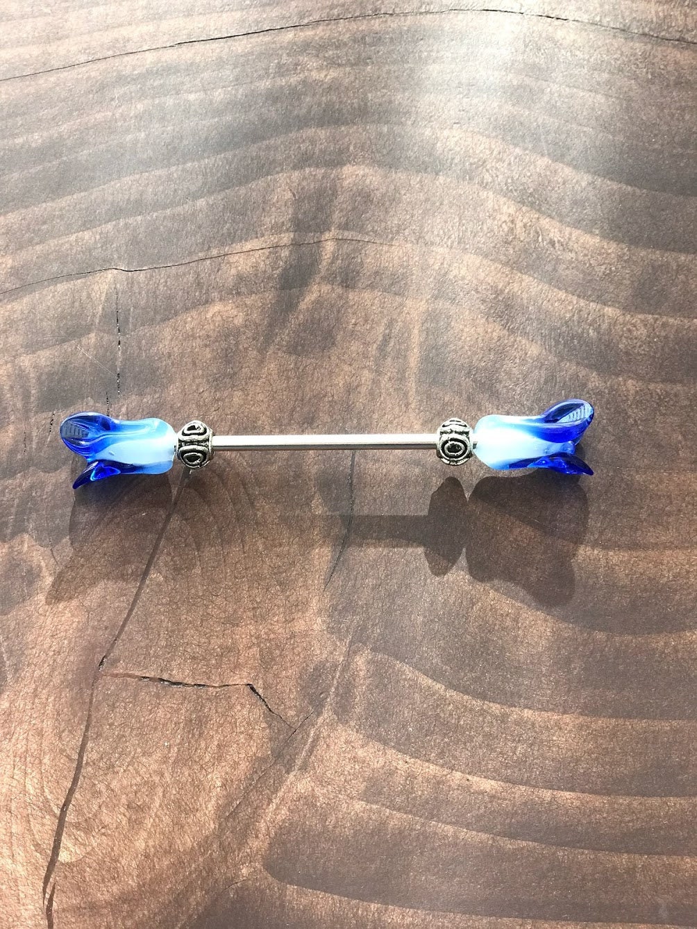 Crystal Dark Blue Flower Knife Rest