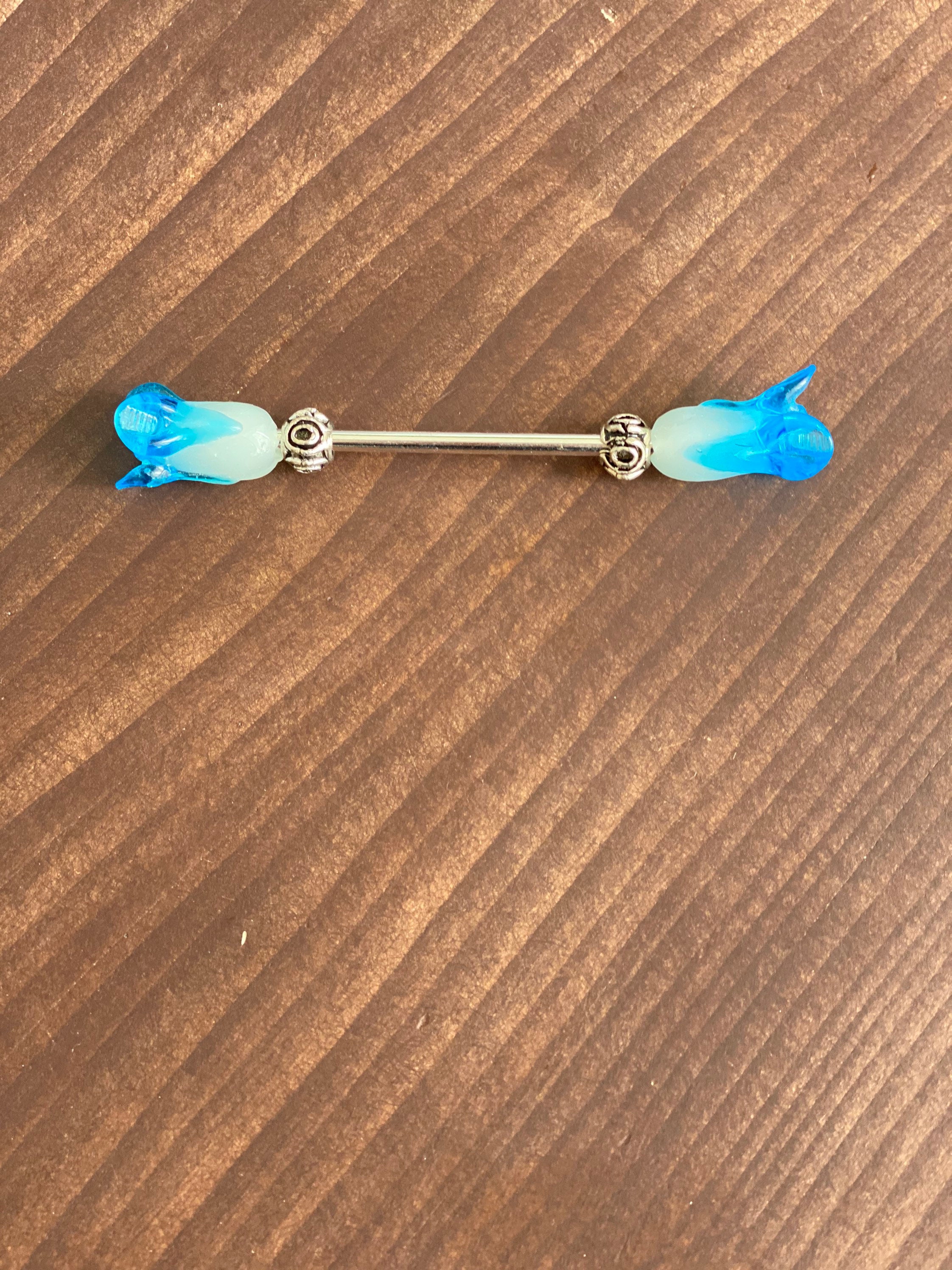 Crystal light blue Flower Knife Rest