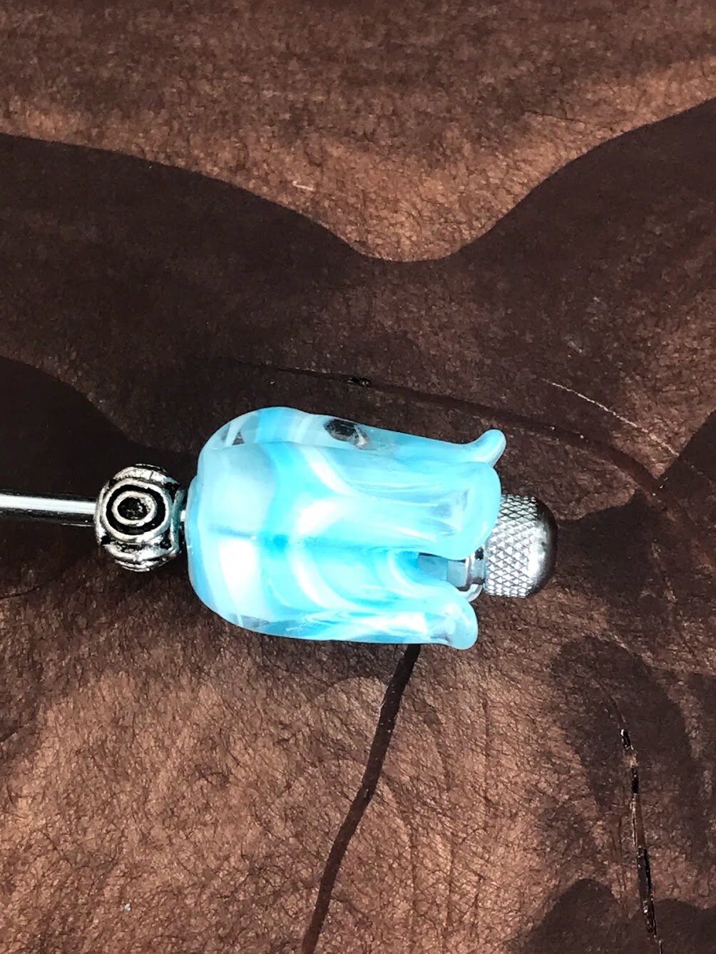 Light Blue Murano Knife Rest